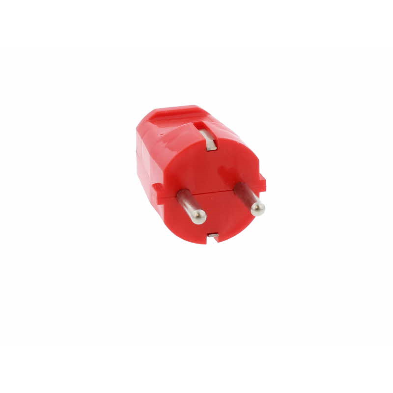 Red European Schuko Straight Rewireable Plug. 16Amp 250V | EuroNetwork