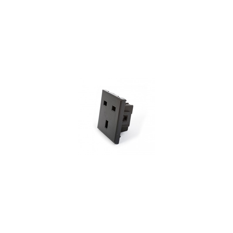 Black Uk 13A Socket Power Euro Module. 50X50mm | EuroNetwork