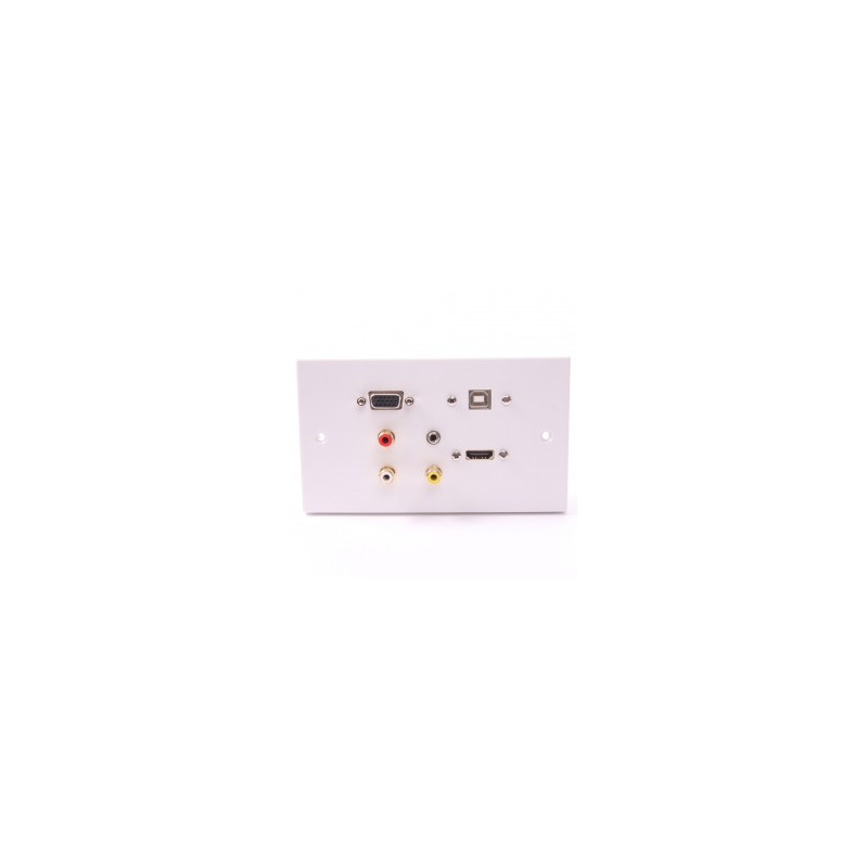 Double Gang Hdmi, Vga, Usb B, 3.5Mm, Rca Wall Plate | EuroNetwork