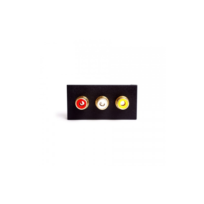 Black 3 Rca (R,W,Y) Solder Euro Module. 25X50mm | EuroNetwork