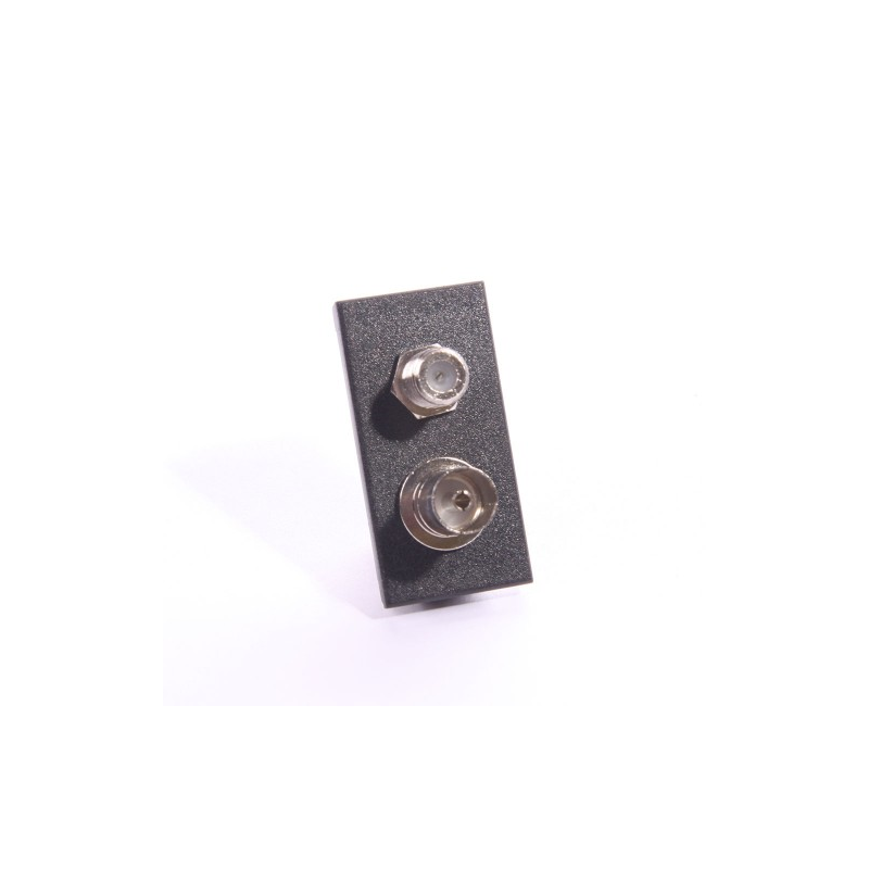 Black Satellite F-Type And TV Euro Module. 25 X 50Mm | EuroNetwork