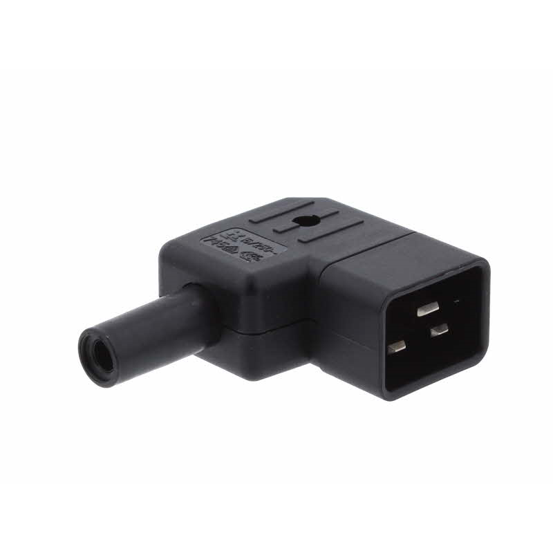 Black C20 Right Angled Rewireable Iec. 16 Amp | EuroNetwork