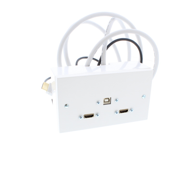 10 Metre Twin HDMI And 1 X USB B-B Wall Plate. Double Gang White ...