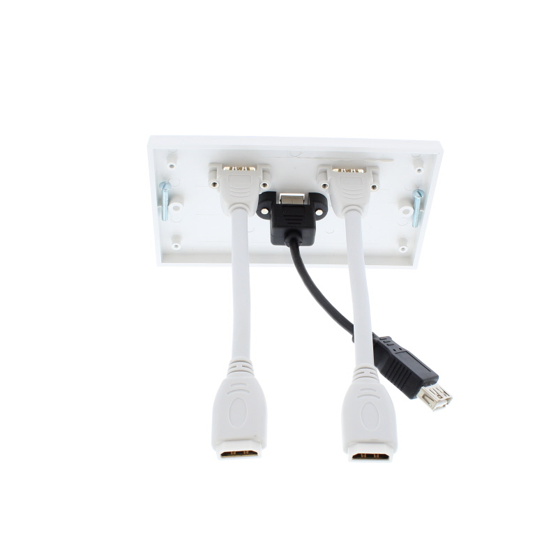 Twin HDMI And 1 X USB B-A Plug And Play Wall Plate. Double Gang White ...