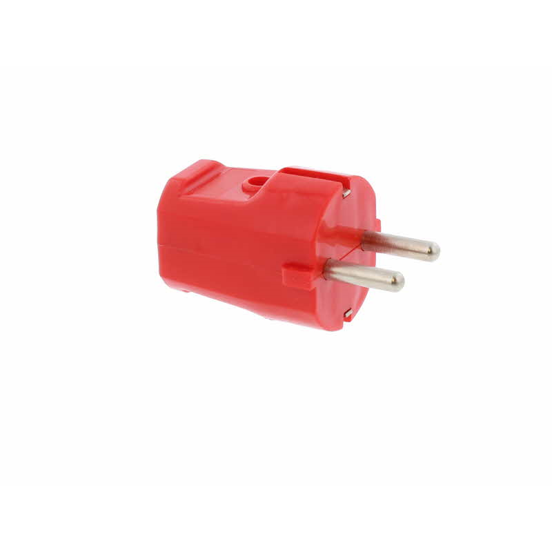 Red European Schuko Straight Rewireable Plug. 16Amp 250V | EuroNetwork