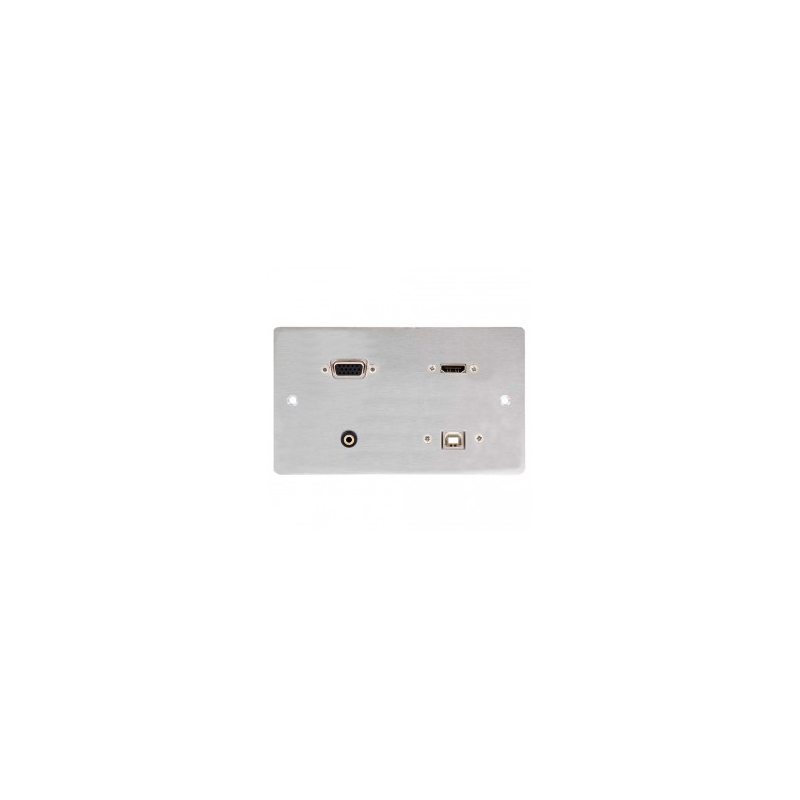 Stainless Steel Hdmi Vga Usb B 3.5Mm Wall Plate | EuroNetwork