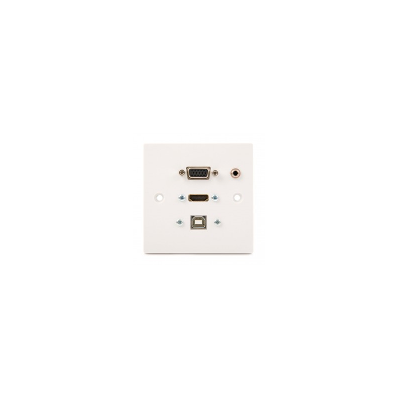 3M White Single Gang HDMI, VGA, USB B-B, 3.5Mm Wall Plate | EuroNetwork