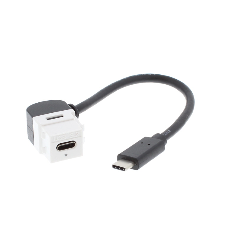 USB Type C 3.2 White Keystone Female To Male | EuroNetwork