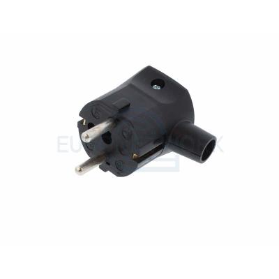 Black Schuko Rewirable Plug. Right Angle 1Mmsq | EuroNetwork
