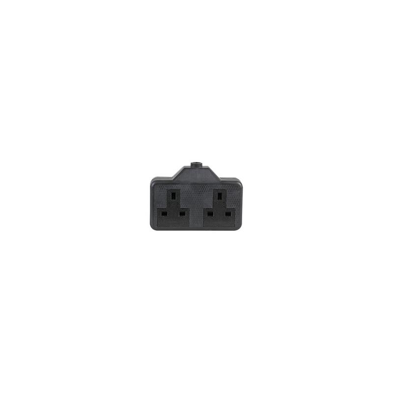 2 Gang Uk Rubberised Extension Socket Black | EuroNetwork