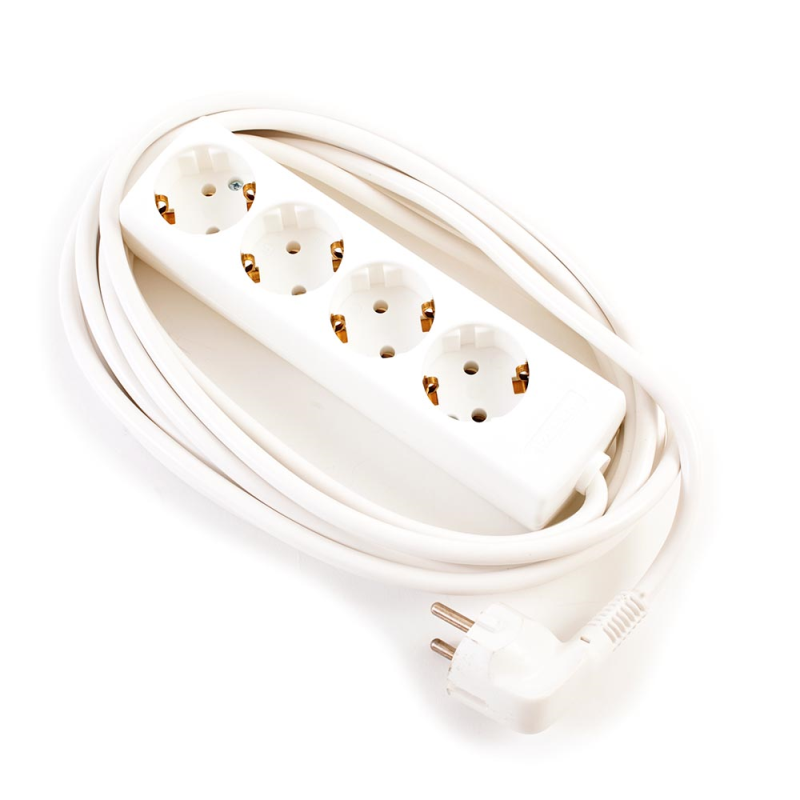 European Extension Lead. 4 Gang 5 Metre White | EuroNetwork