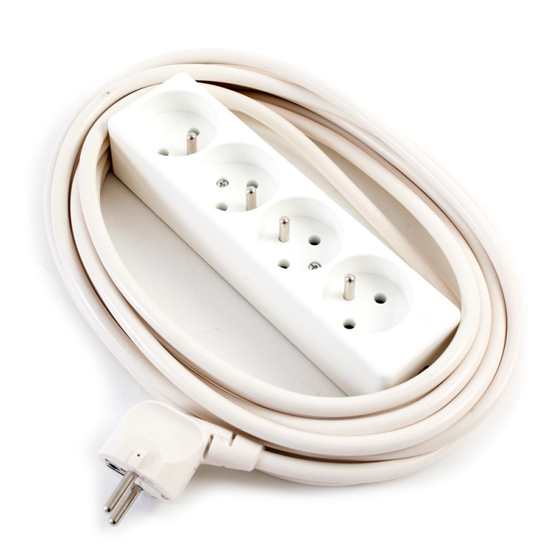 European Extension Lead. 4 Gang 3 Metre White | EuroNetwork