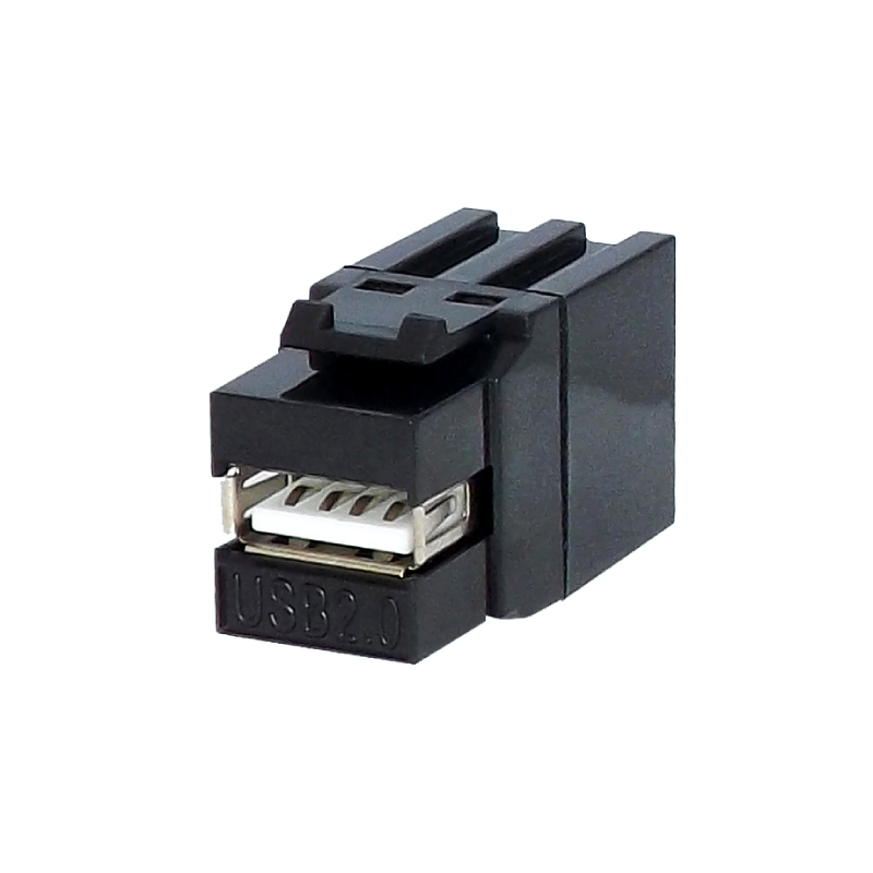 Black USB A-A 2.0 Keystone Female Coupler. | EuroNetwork