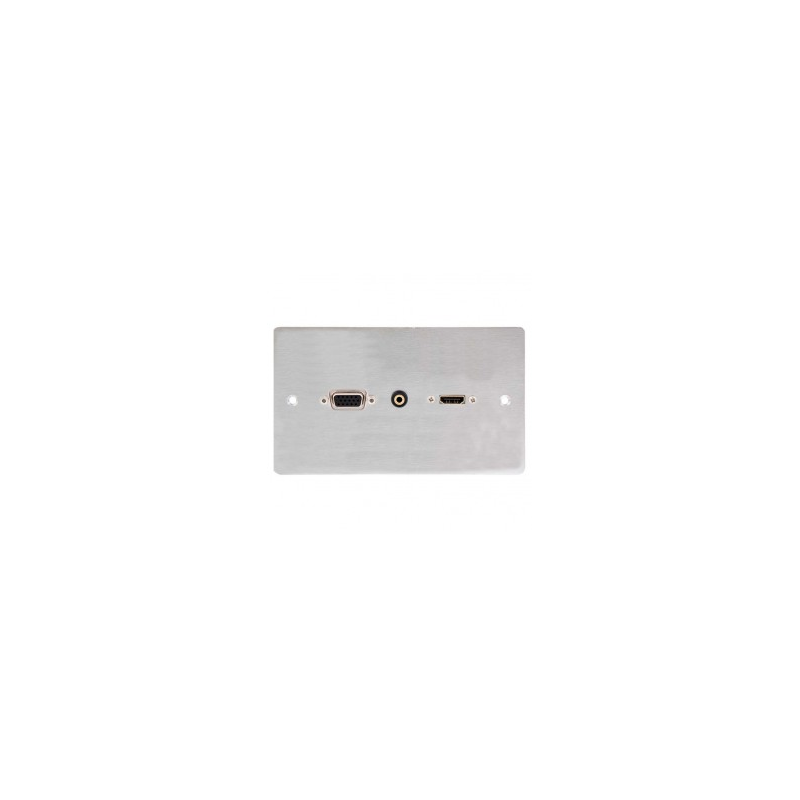 Svga, Hdmi 3.5Mm Wall Plate Double Gang Metal Faceplate | EuroNetwork