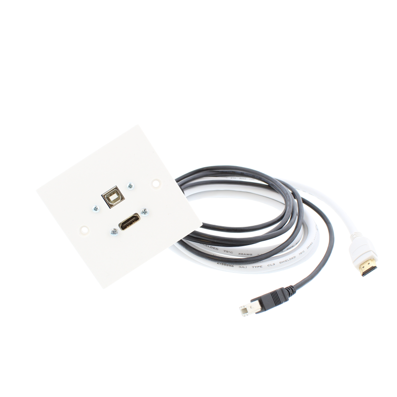 White Single Gang Hdmi, Usb B-B Wall Plate. | EuroNetwork