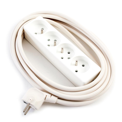 European Extension Lead. 4 Gang 5 Metre White | EuroNetwork