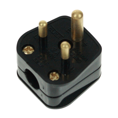 Black 2 Amp 3 Pin Round Plug Bs546 | EuroNetwork