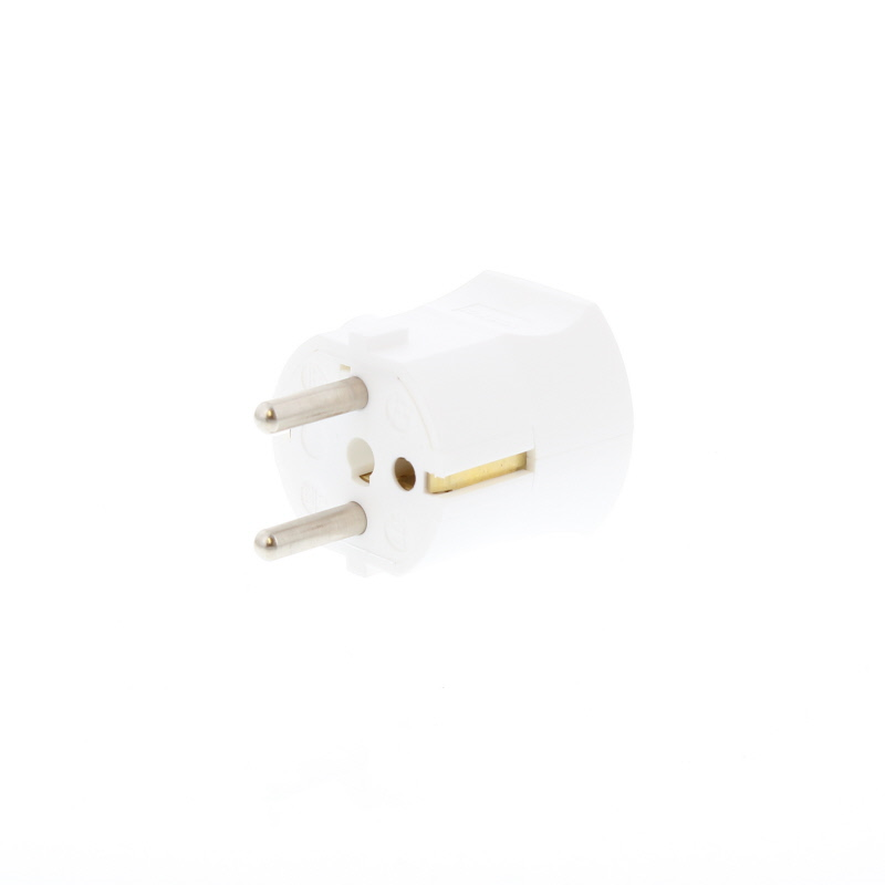 White Schuko Rewirable Plug. Right Angle Moulded Strain Relief Up To 1 ...