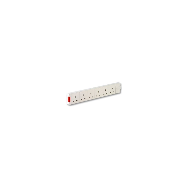 6 Gang Uk Rewireable Extension Socket White | EuroNetwork