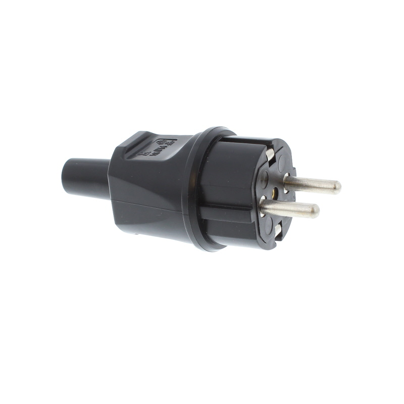 Black IP44 European Schuko Rewireable Plug | EuroNetwork