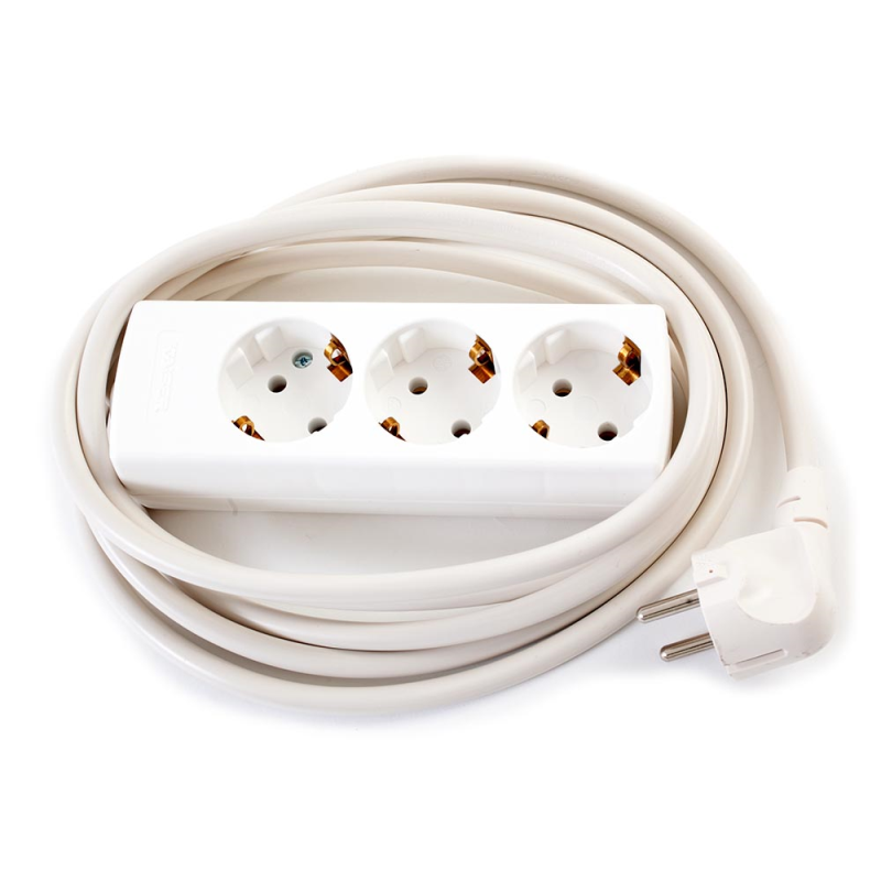 White 3 Gang European Extension Lead. | EuroNetwork