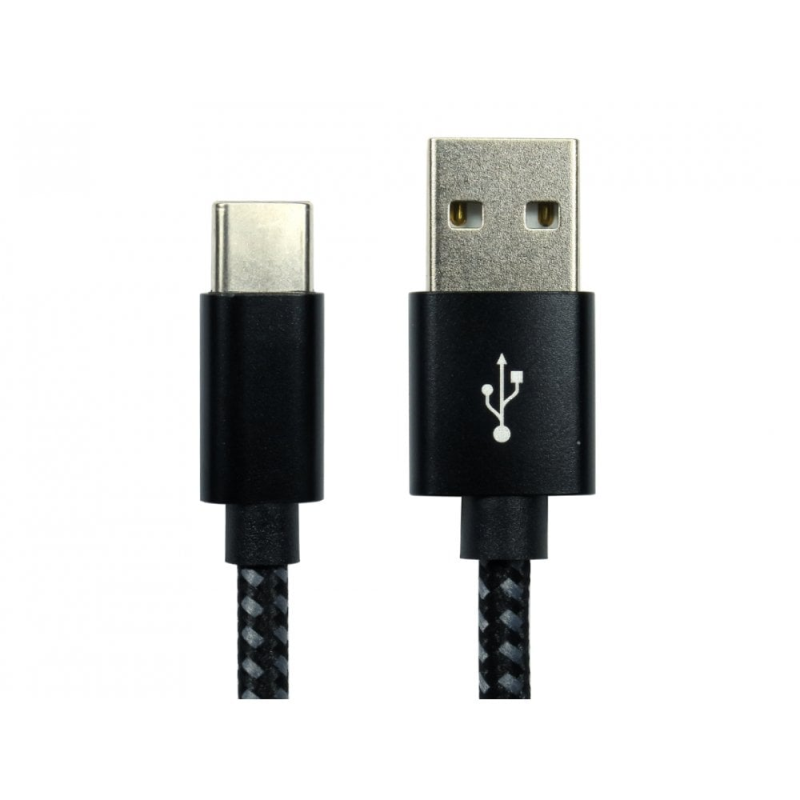 Usb 2.0 A Male To Type C Black Braided Cable | EuroNetwork