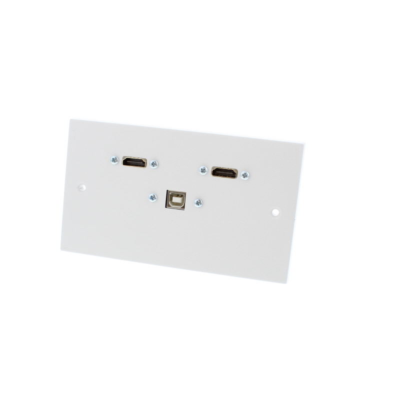 Twin HDMI And 1 X USB B-A Plug And Play Wall Plate. Double Gang White ...