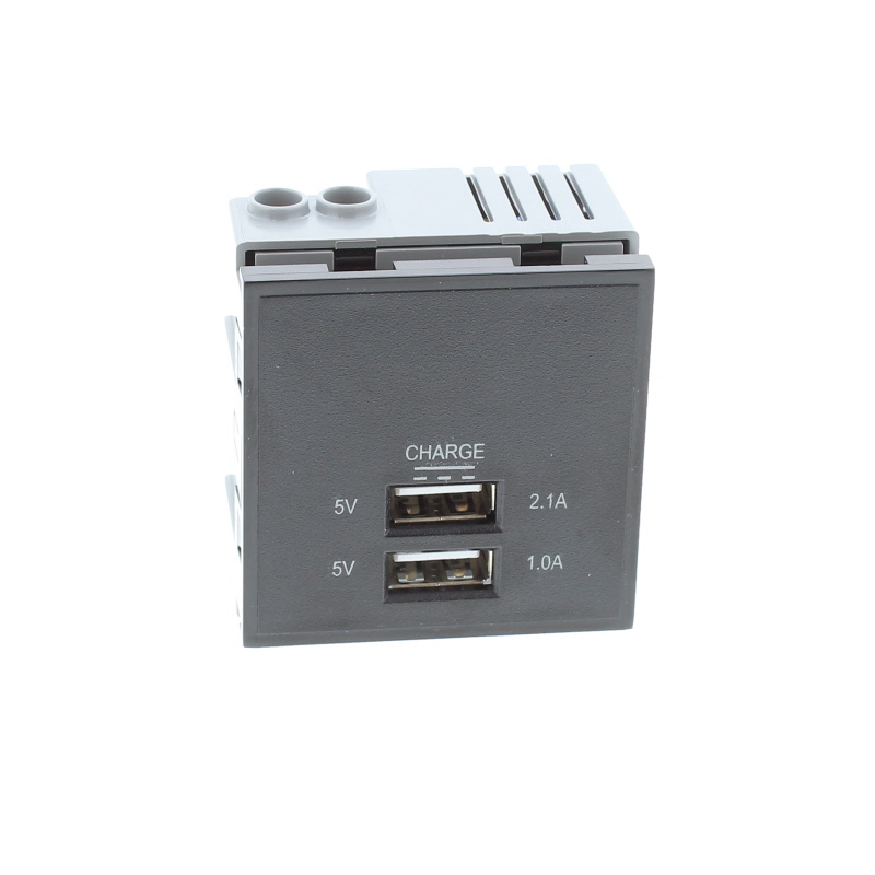 3.1 Amp USB A Twin Charger Euro Module Black | EuroNetwork
