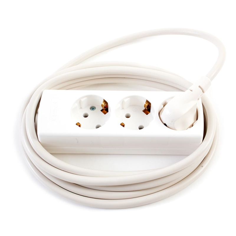 White 3 Gang European Extension Lead. | EuroNetwork