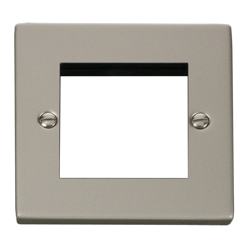 2 Gang Pearl Nickel Wall Plate Frame. 86X86mm | EuroNetwork