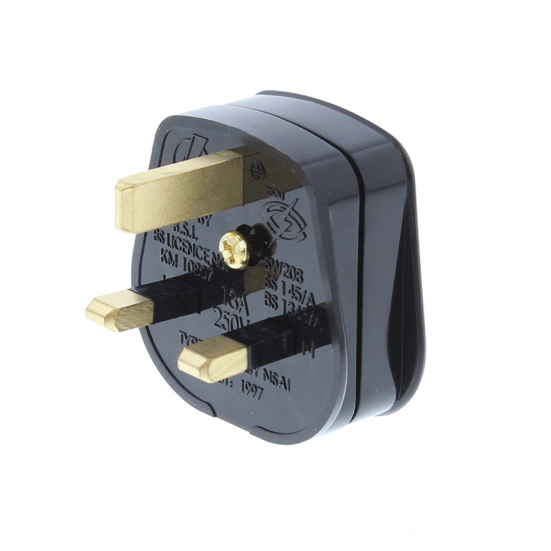 Black 13 Amp Rewireable Uk Plug | EuroNetwork