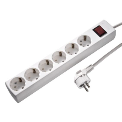 Switched European Extension Socket 6 Gang. 5 Metres | EuroNetwork