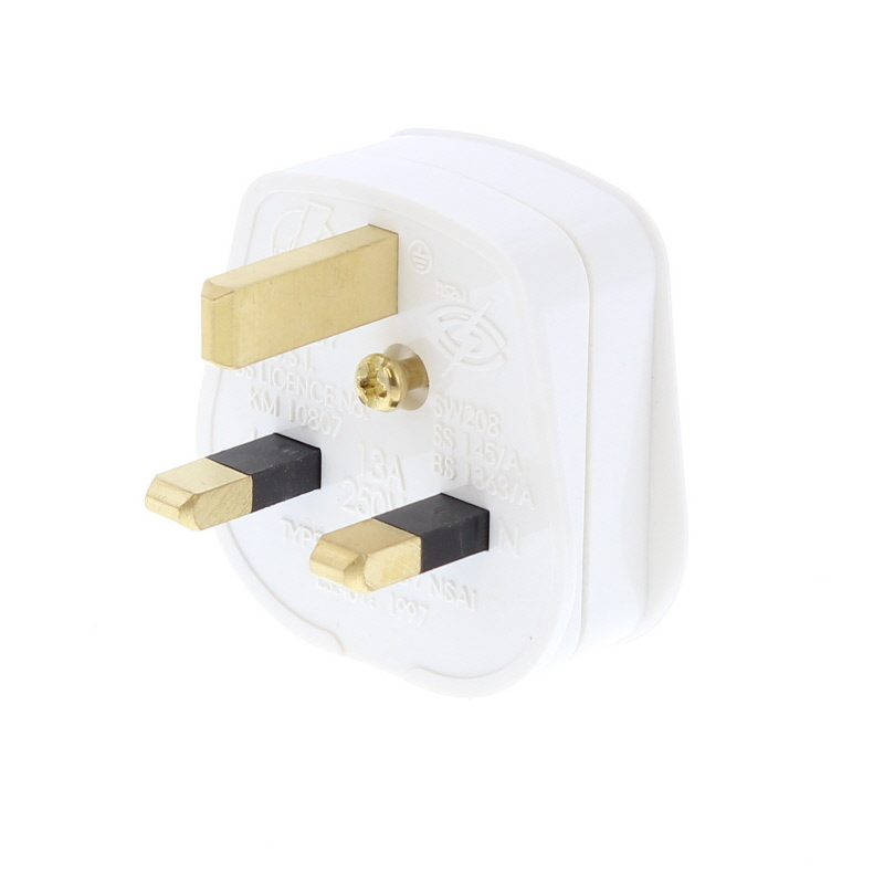 White 13 Amp Rewireable Uk Plug | EuroNetwork