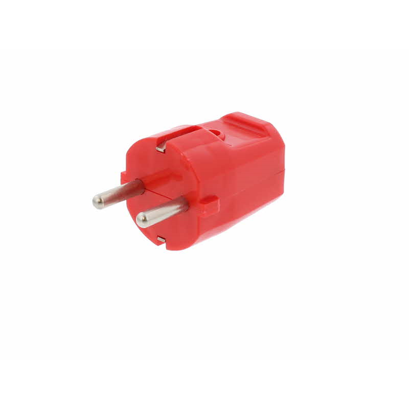 Red European Schuko Straight Rewireable Plug. 16Amp 250V | EuroNetwork