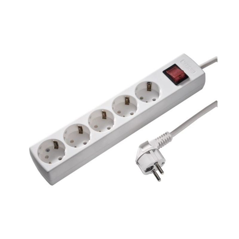 Switched European Extension Socket 5 Gang. 1.5 Metres | EuroNetwork