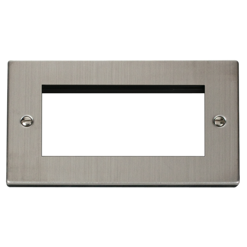 4 Gang Stainless Wall Plate Frame. 146X86mm | EuroNetwork