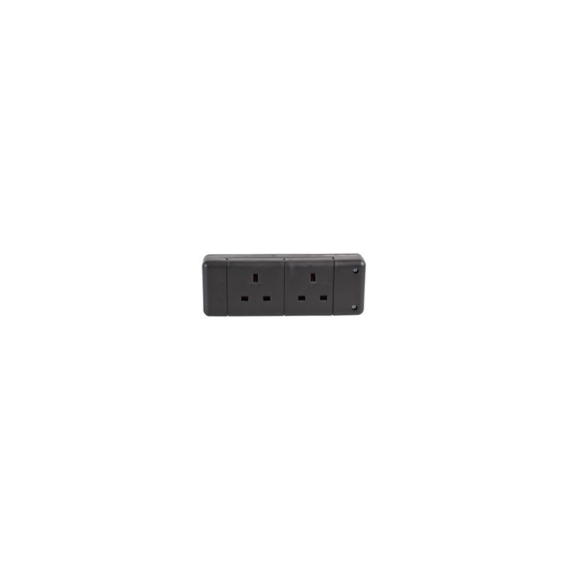 2 Gang UK Rewireable Extension Socket Black | EuroNetwork