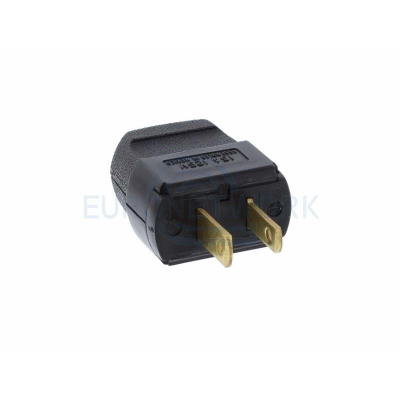 Black Usa 2 Pin Rewirable Plug. | EuroNetwork