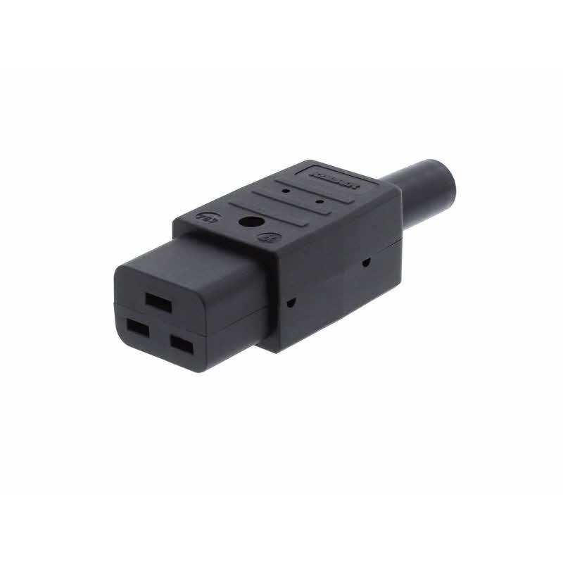 Black C19 Straight Rewireable Iec. 16A 250V Ip20 | EuroNetwork