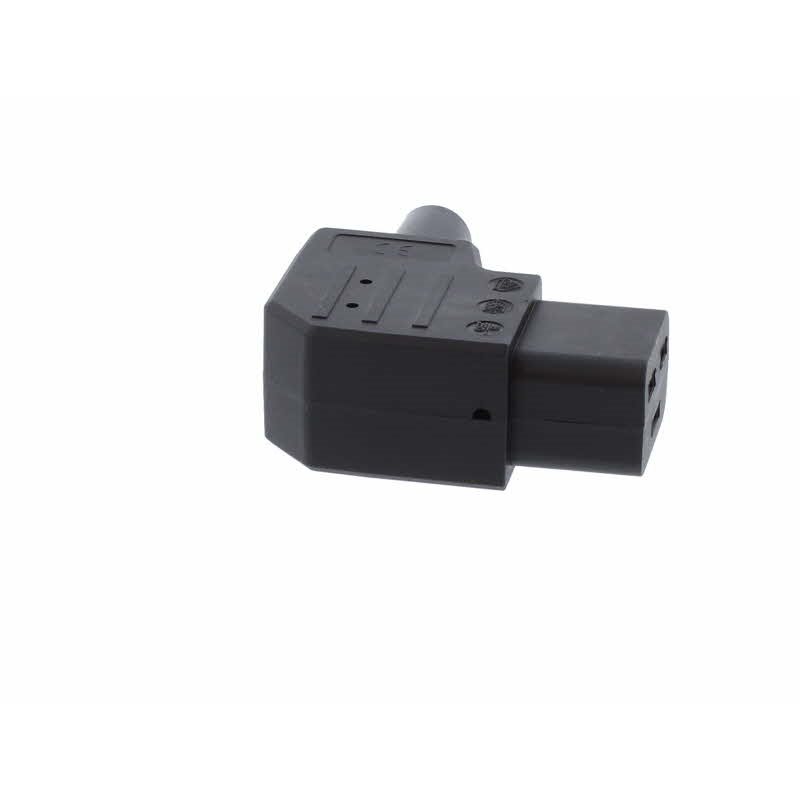 Black C19 Right Angled Rewireable Socket. 16A | EuroNetwork