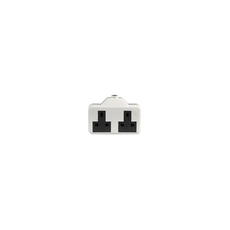2 Gang UK Rubberised Extension Socket White | EuroNetwork