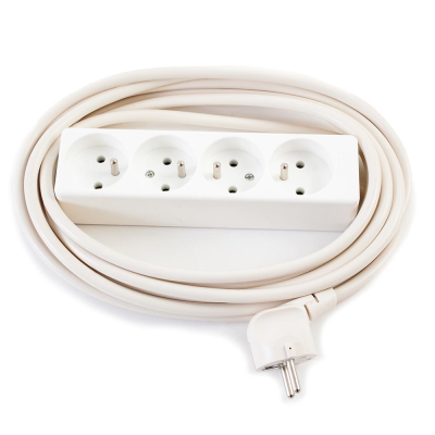 European Extension Lead. 4 Gang 3 Metre White | EuroNetwork