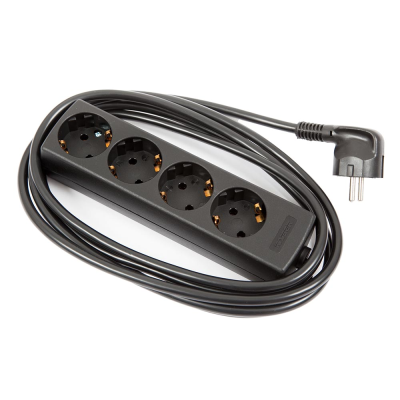 European Extension Lead. 4 Gang 5 Metre Black | EuroNetwork European Extension Lead. 4 Gang 5 Metre Black | EuroNetwork