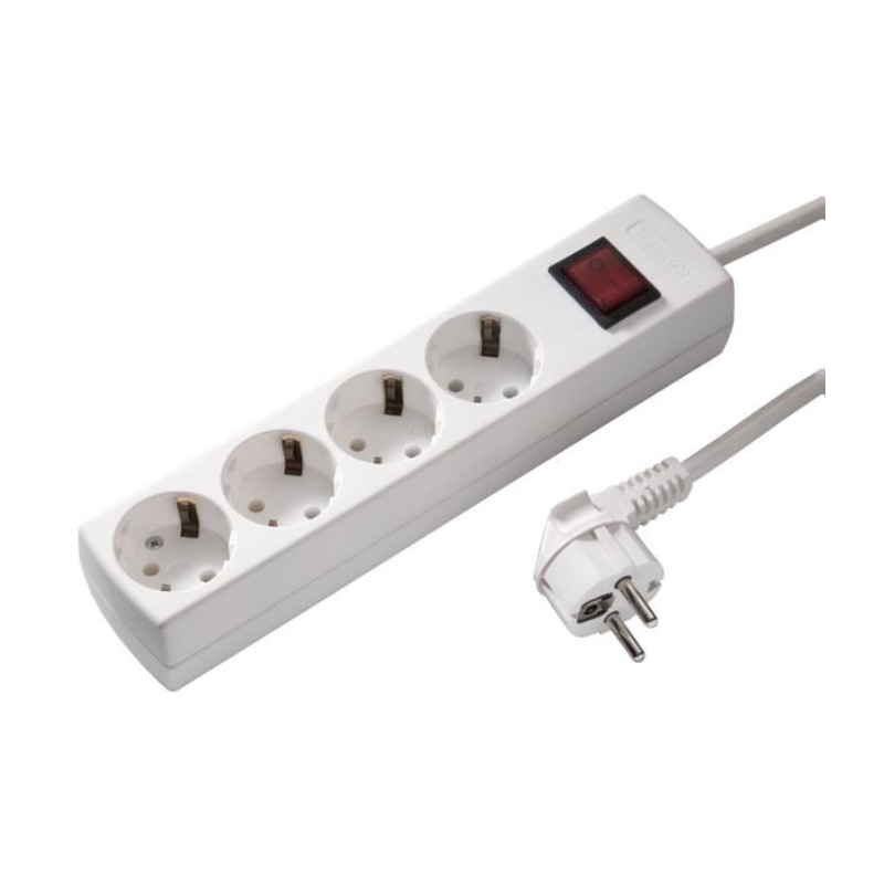 Switched European Extension Socket 4 Gang. 5 Metres | EuroNetwork
